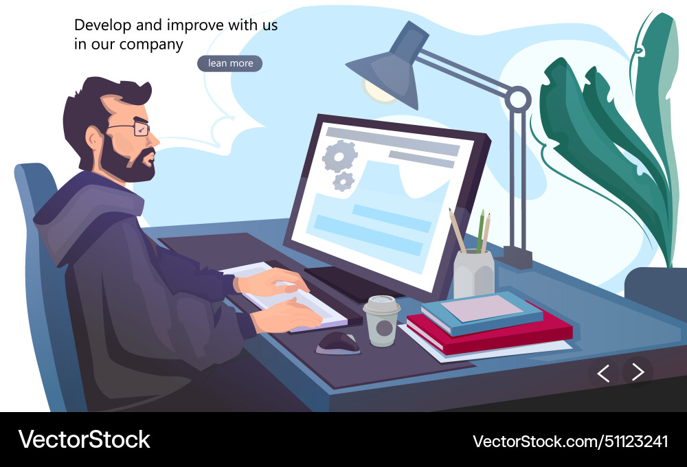 Man working in office Royalty Free Vector Image
