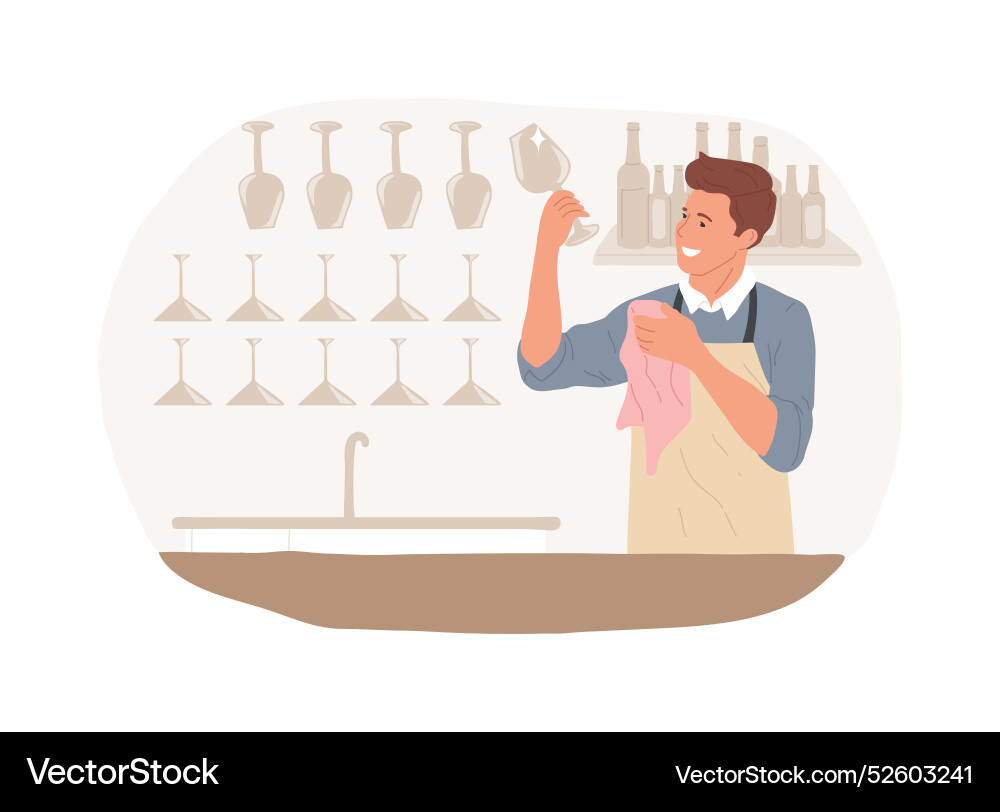 Polishing glasses isolated cartoon Royalty Free Vector Image