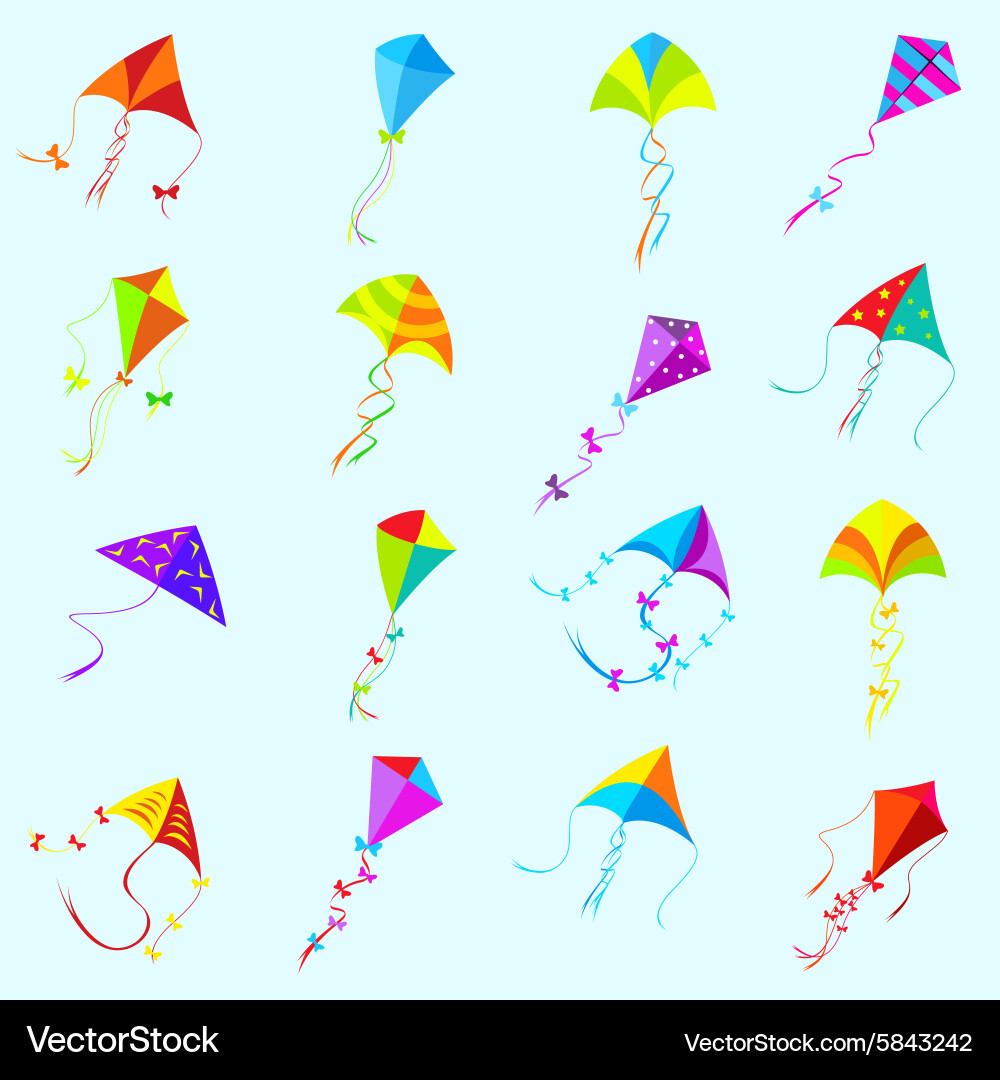 Color kite set Royalty Free Vector Image - VectorStock