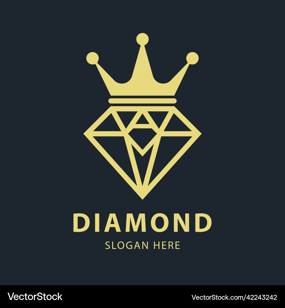Diamond and crown logo design template Royalty Free Vector