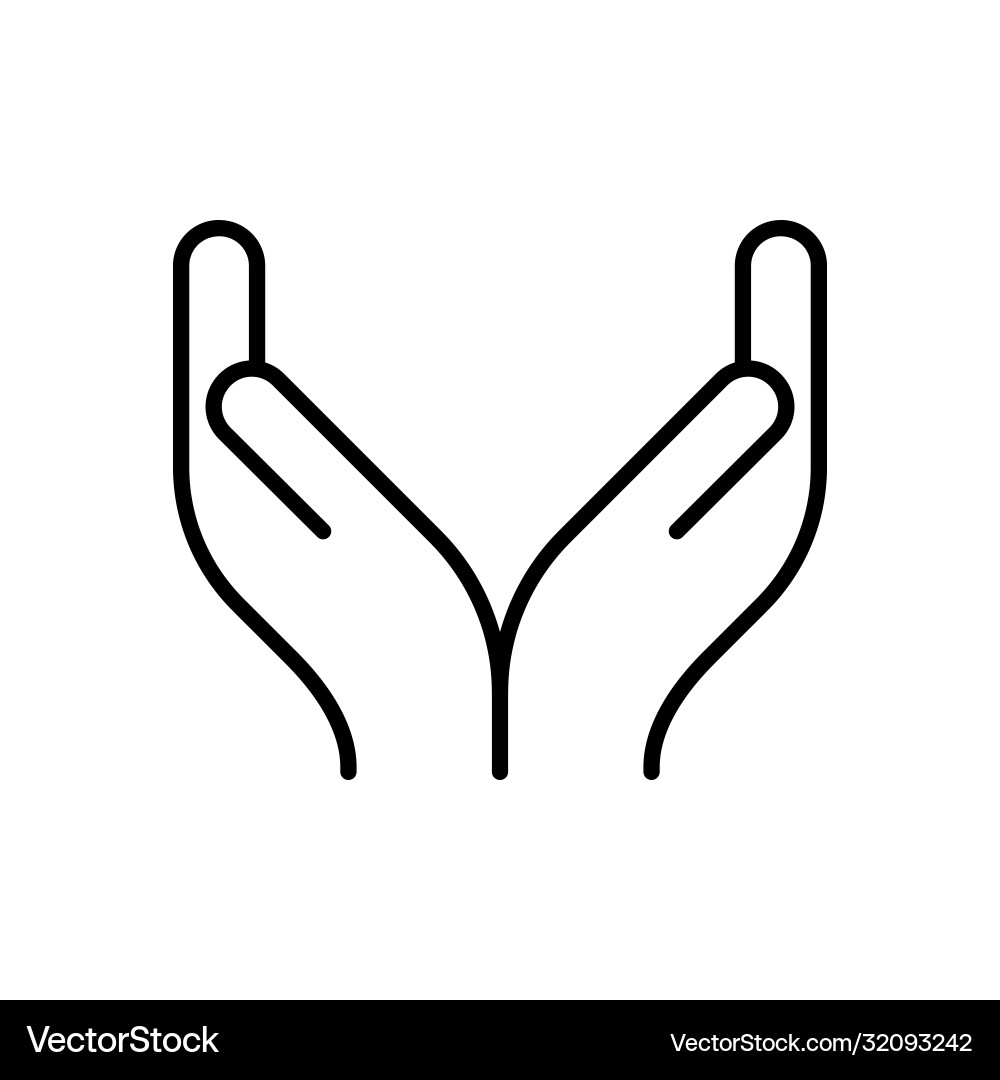 Dua prayer linear icon hand gesture in islam Vector Image