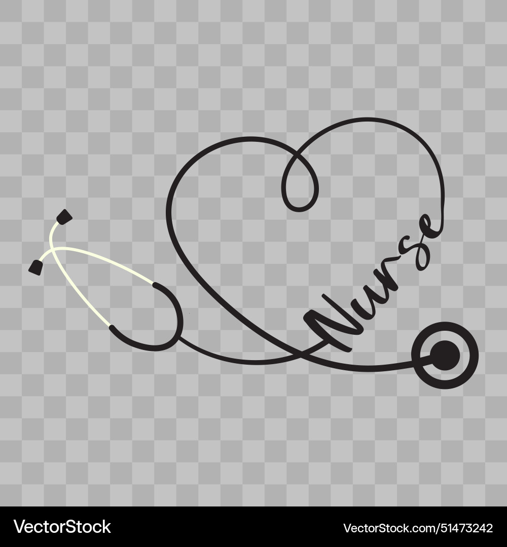 Heart stethoscope nurse sticker hear Royalty Free Vector
