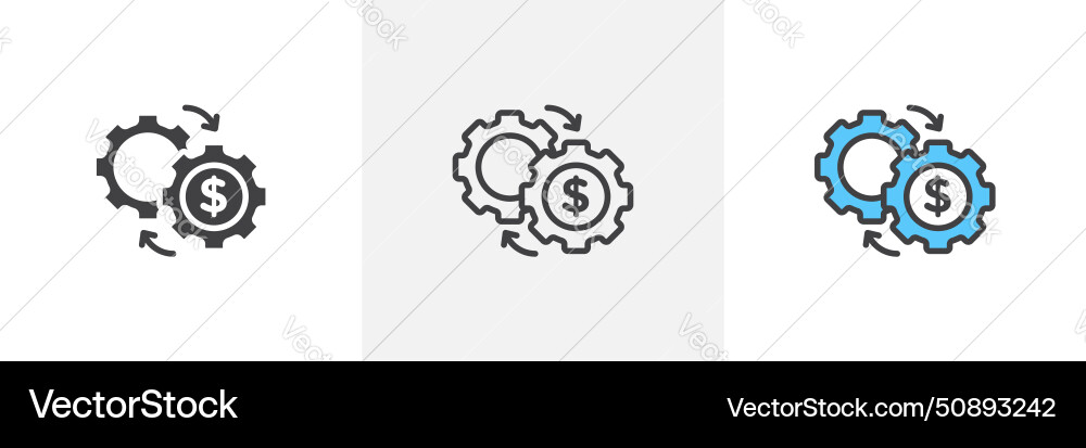 Money processes icon set optimize cost expense Vector Image