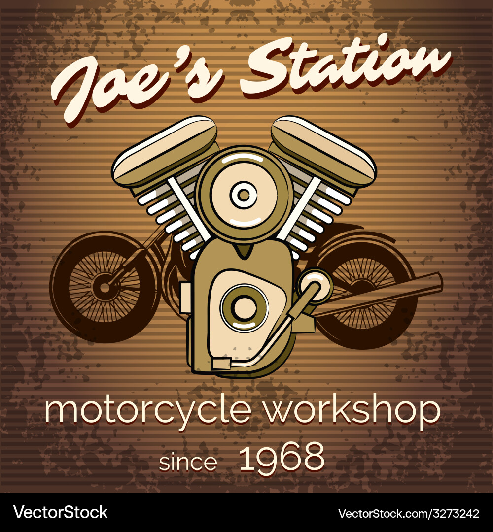 Motorcycle repair shop poster Royalty Free Vector Image