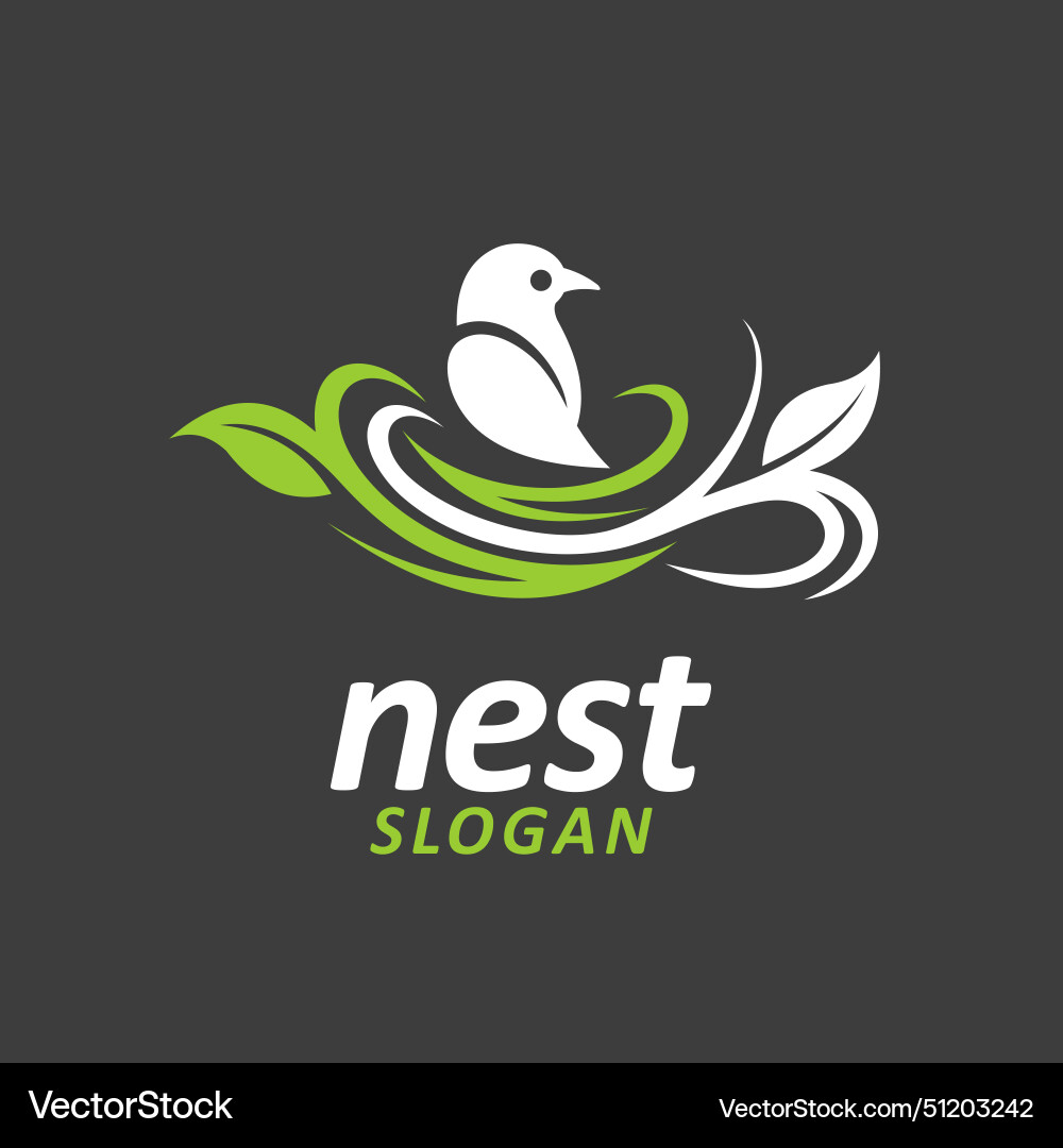 Nest logo with bird concept unique Royalty Free Vector Image