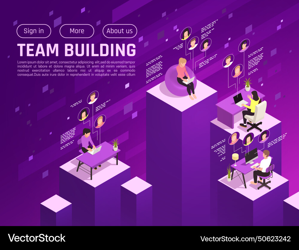 Remote team building background Royalty Free Vector Image