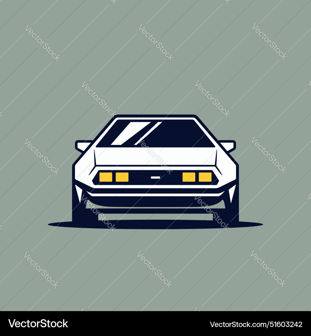 White retro sport car icon front view Royalty Free Vector