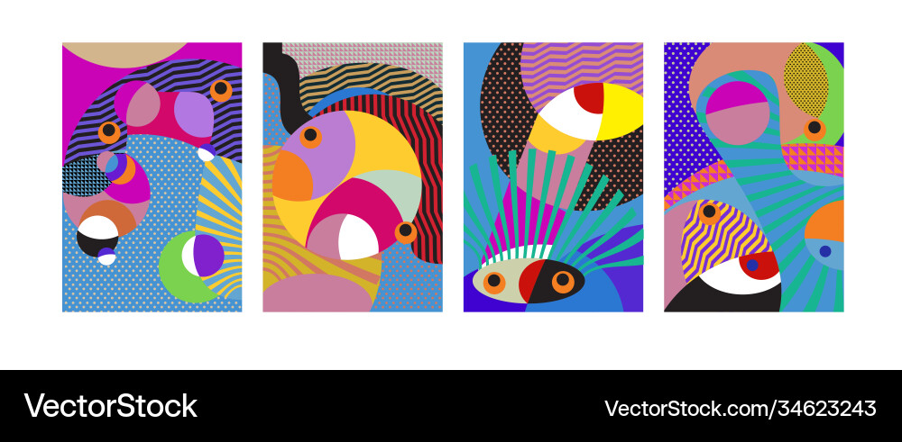 Abstract colorful geometric and curvy pattern Vector Image