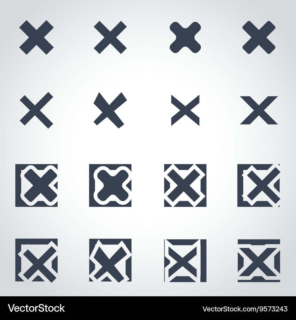 Black rejected icon set Royalty Free Vector Image