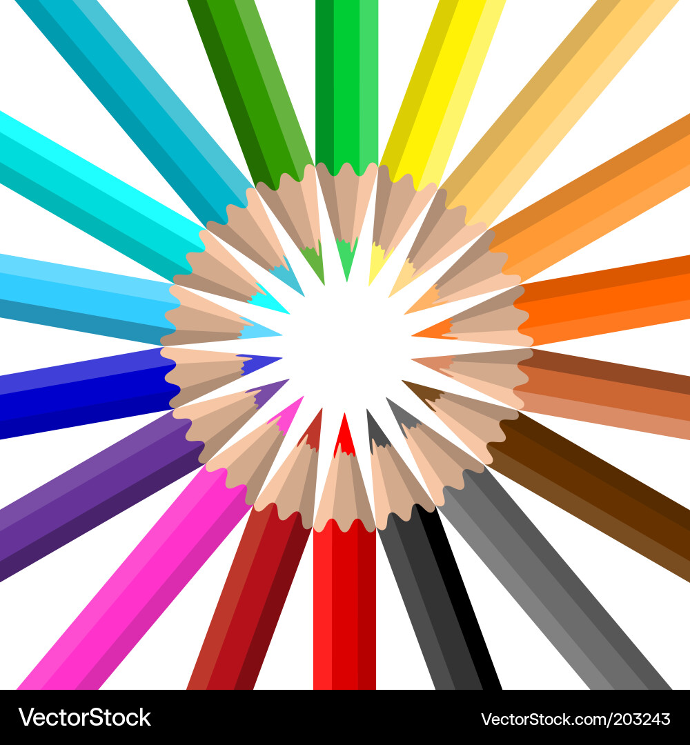 Color pencils circle Royalty Free Vector Image