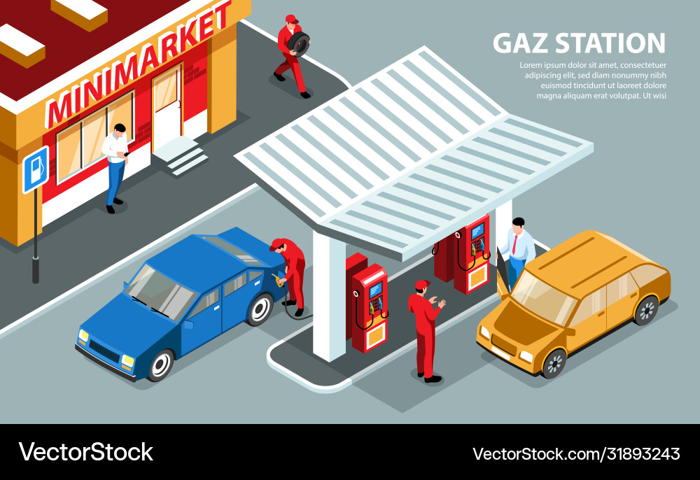 Gas station horizontal Royalty Free Vector Image