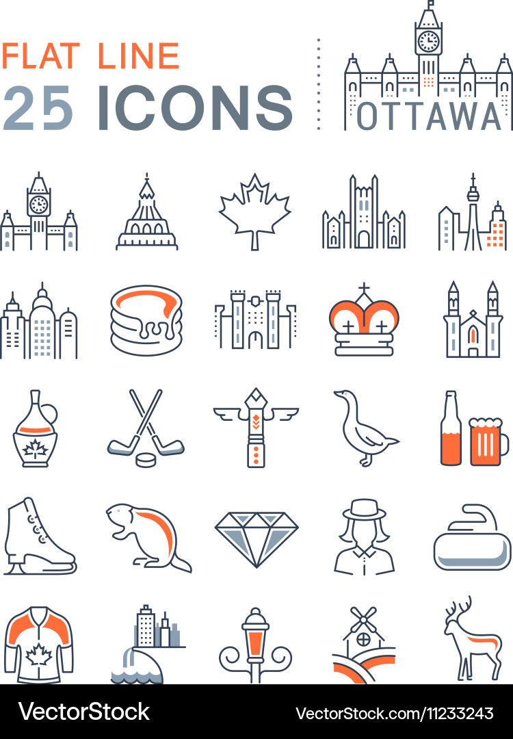 Ottawa line icons 4 Royalty Free Vector Image - VectorStock