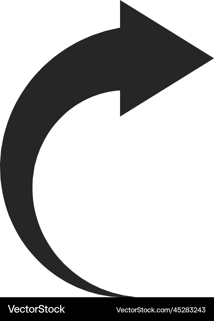 Redo arrow symbol curved black next icon Vector Image