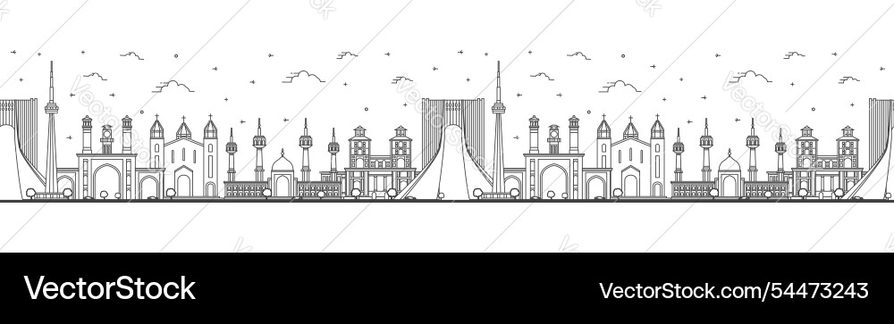 Seamless pattern with outline tehran iran city Vector Image
