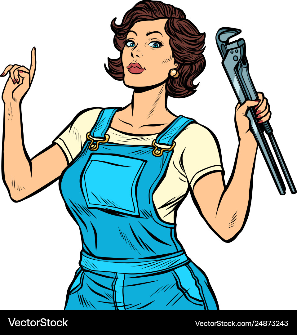 Woman mechanic with a wrench isolate on white Vector Image