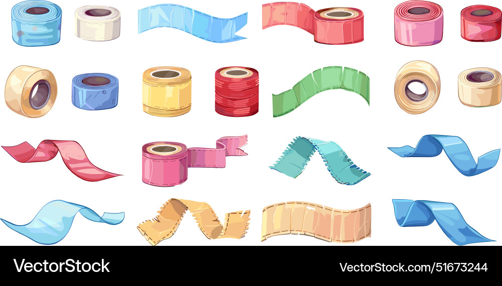 Adhesive tape cartoon set scotch sticky Royalty Free Vector