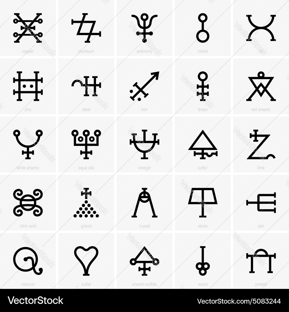 Alchemy Symbols & Icons Royalty Free Vector Image