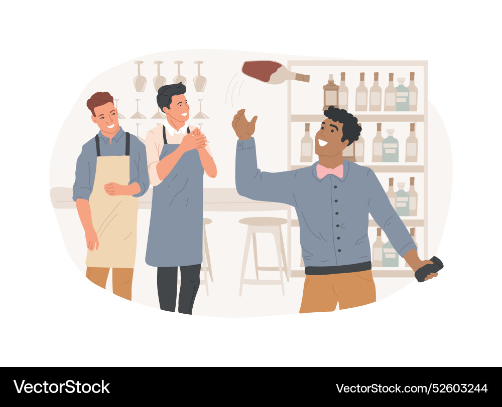 Bartender show isolated cartoon Royalty Free Vector Image