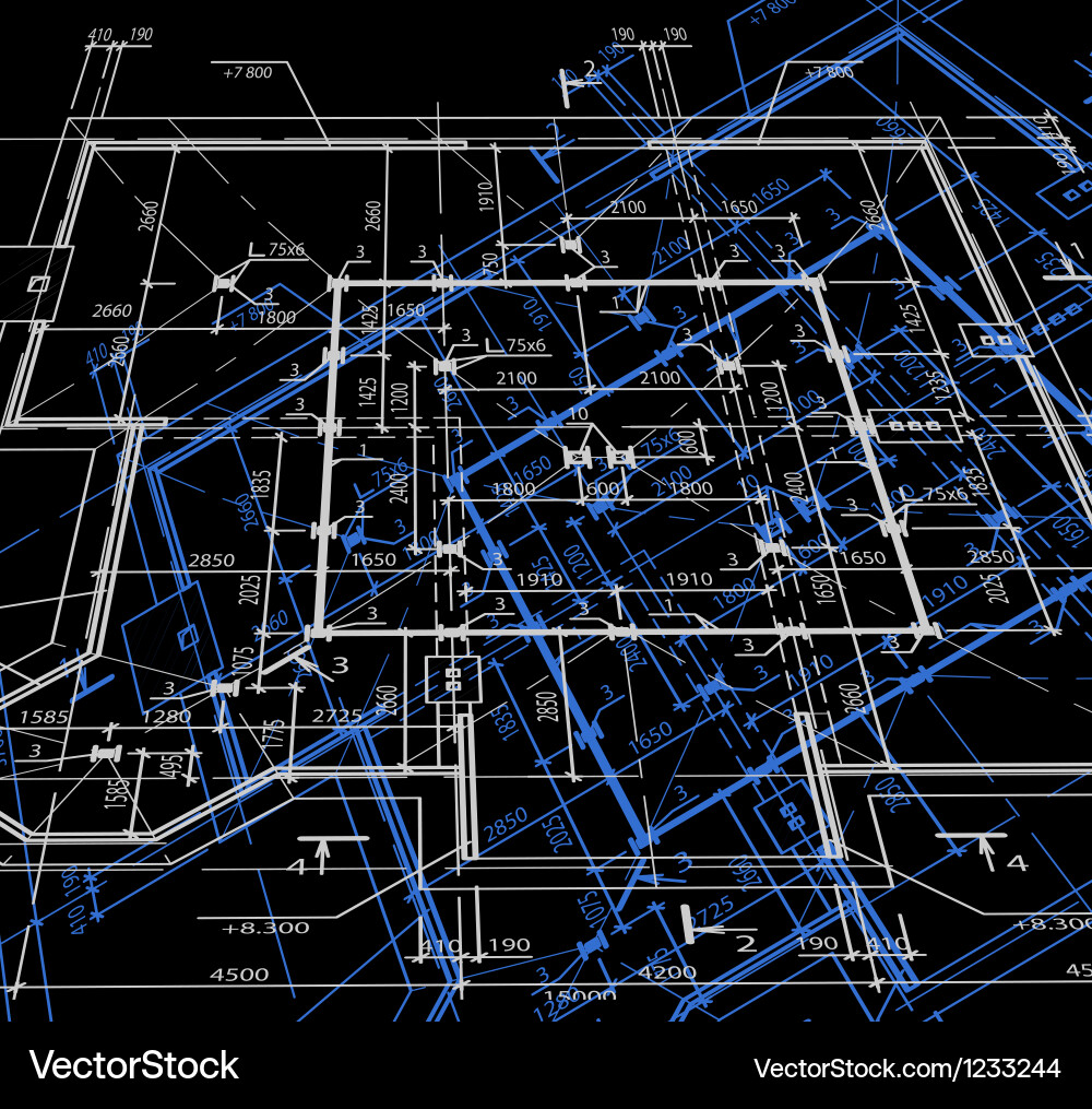 Blueprint abstract dark background Royalty Free Vector Image