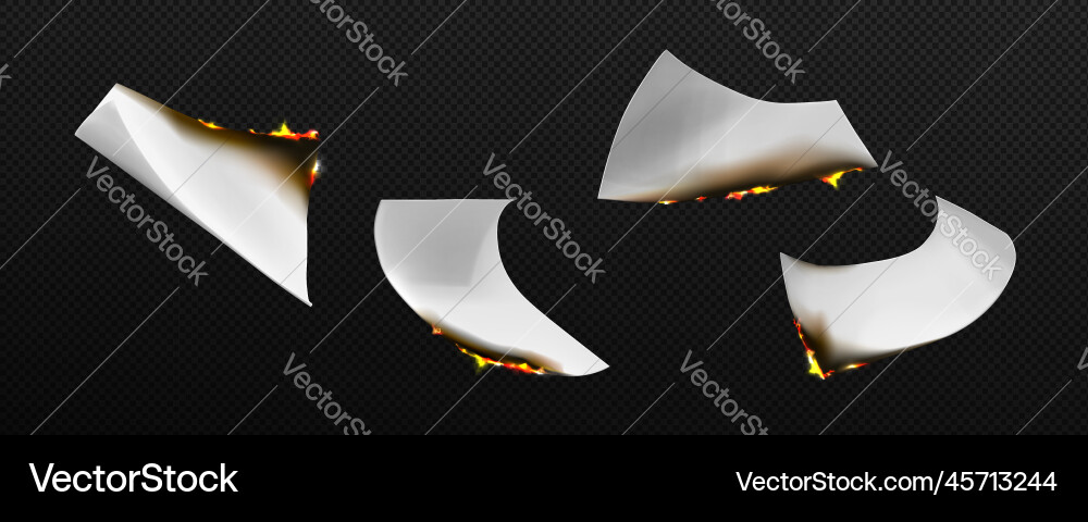 Burning white paper pages with fire Royalty Free Vector