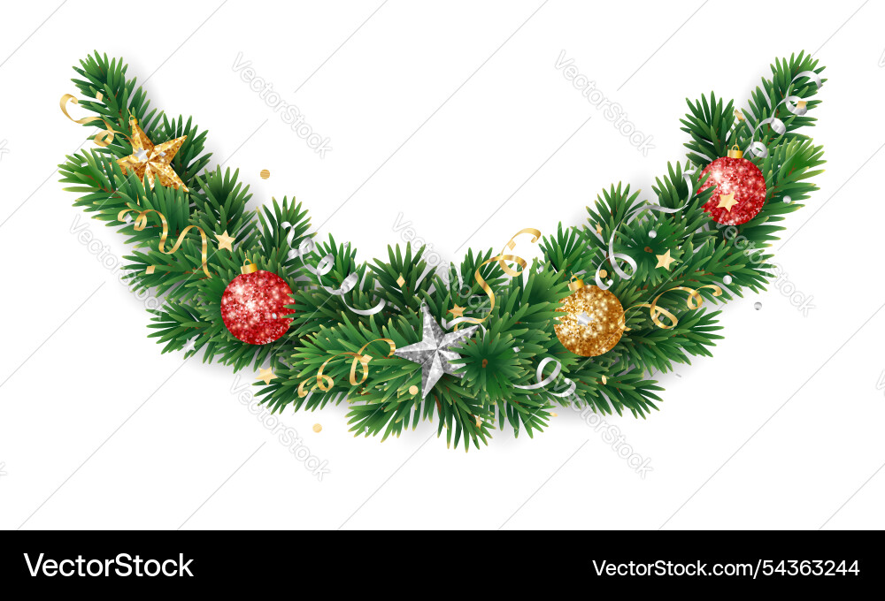 Christmas tree decoration holiday fir Royalty Free Vector