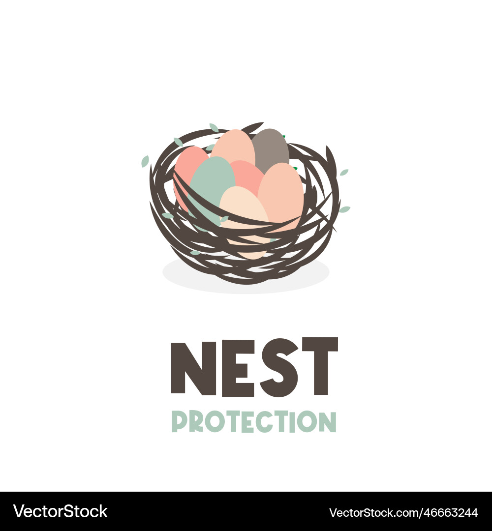 Colorful Bird's Nest with Eggs Royalty Free Vector Image