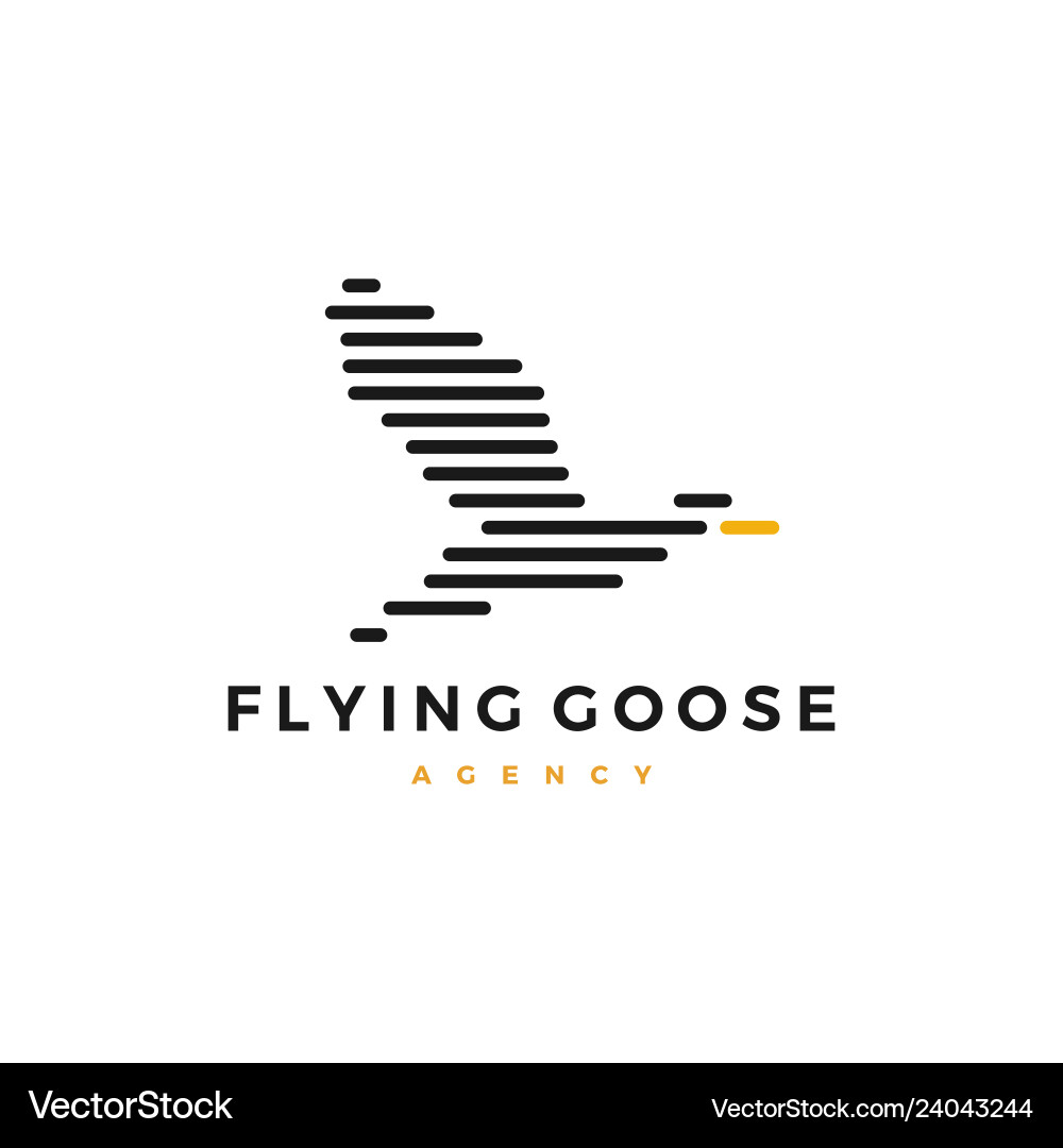 Flying goose logo stripes Royalty Free Vector Image