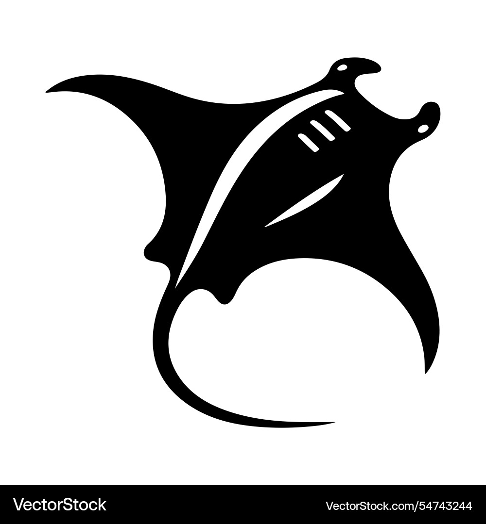 Giant manta ray silhouette high-quality ocean Vector Image