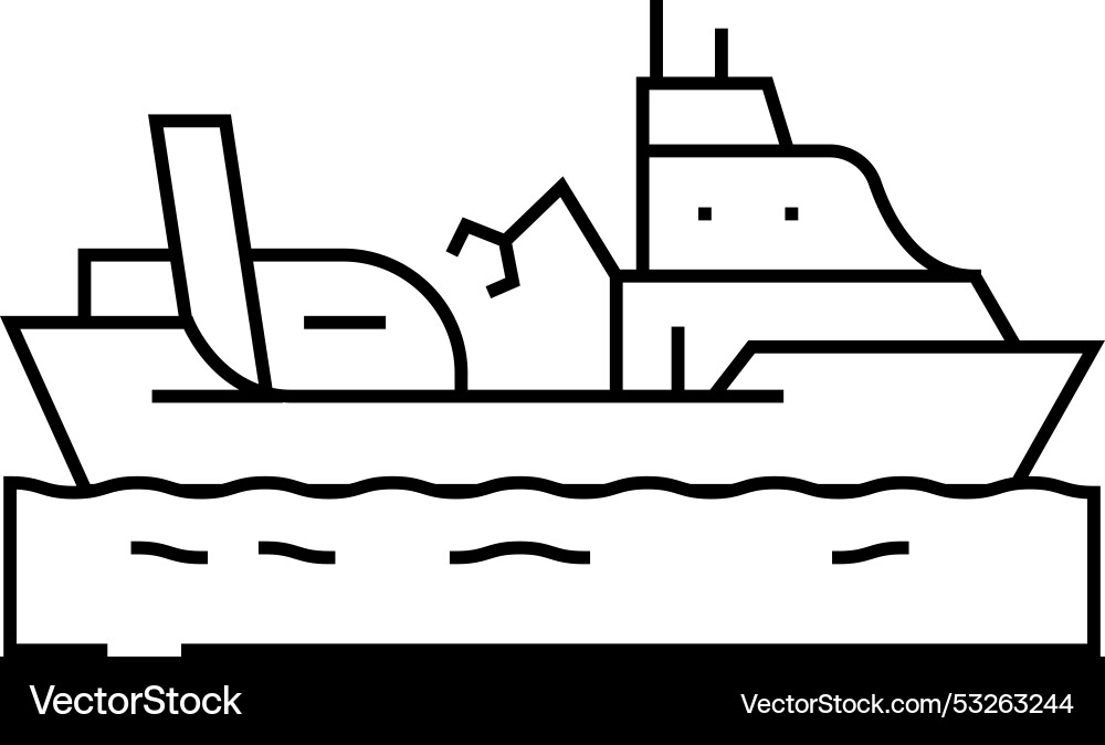 Oceanographic research vessel line icon Royalty Free Vector