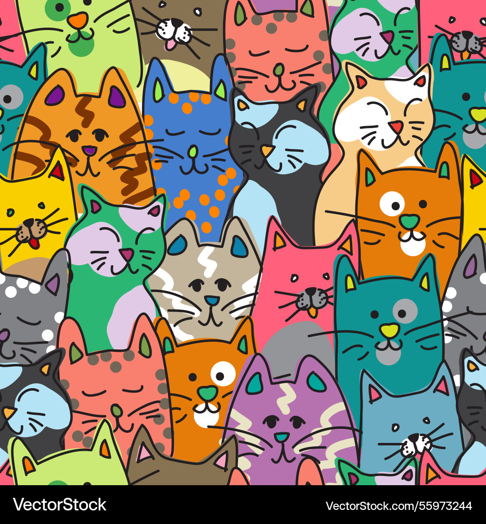 Seamless cat pattern Royalty Free Vector Image