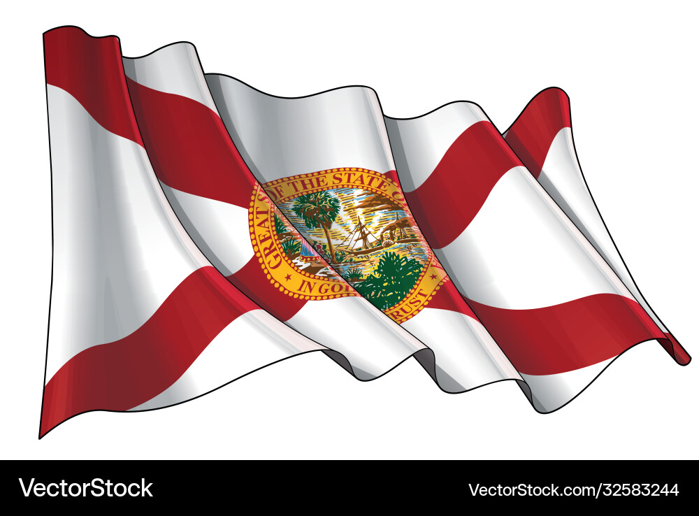 Waving Flag State Florida Royalty Free Vector Image