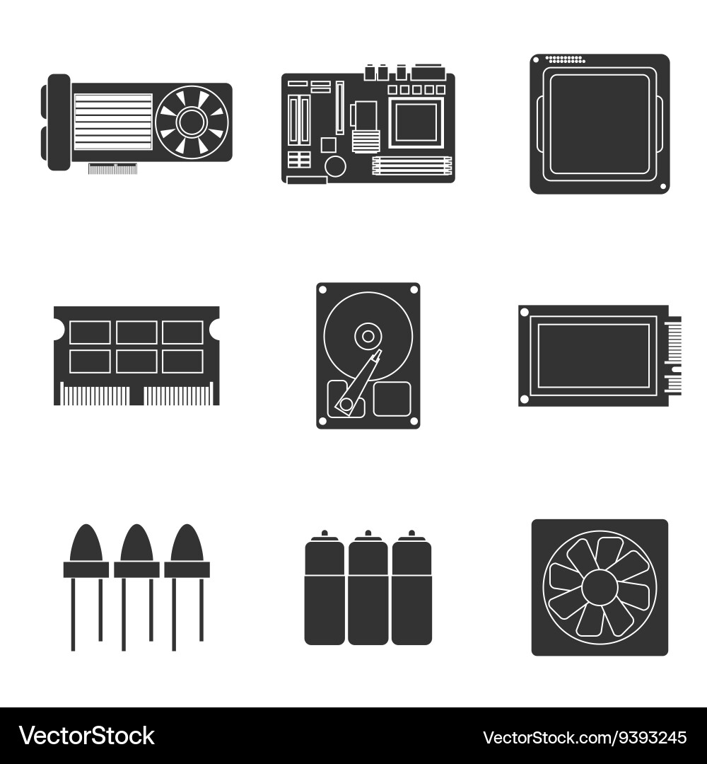 Electronic parts icons Royalty Free Vector Image