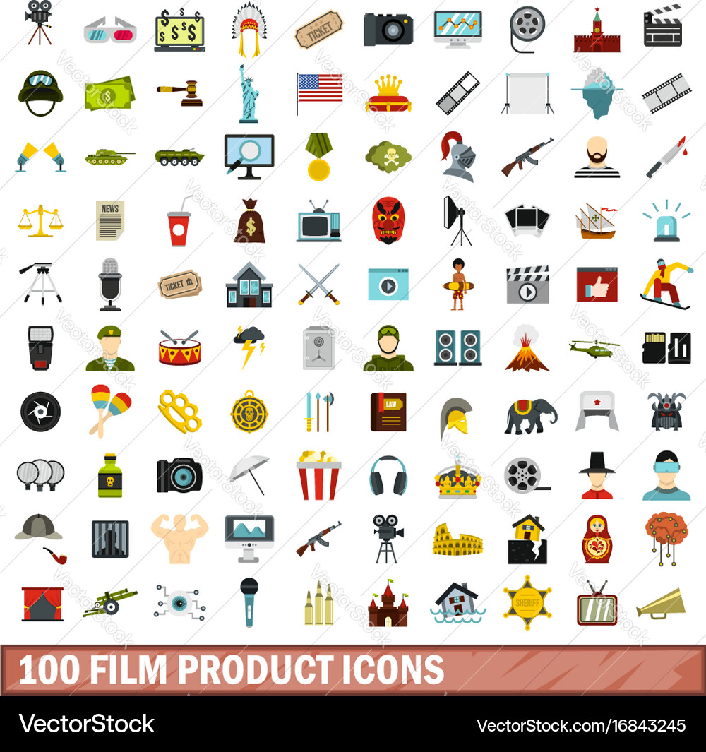 Film Product Icon Set Royalty Free Vector Image