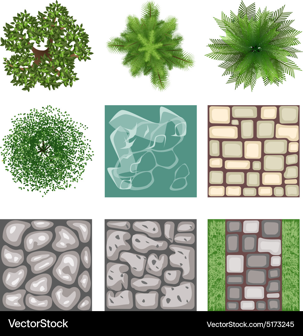 Landscape design top view elements Royalty Free Vector Image