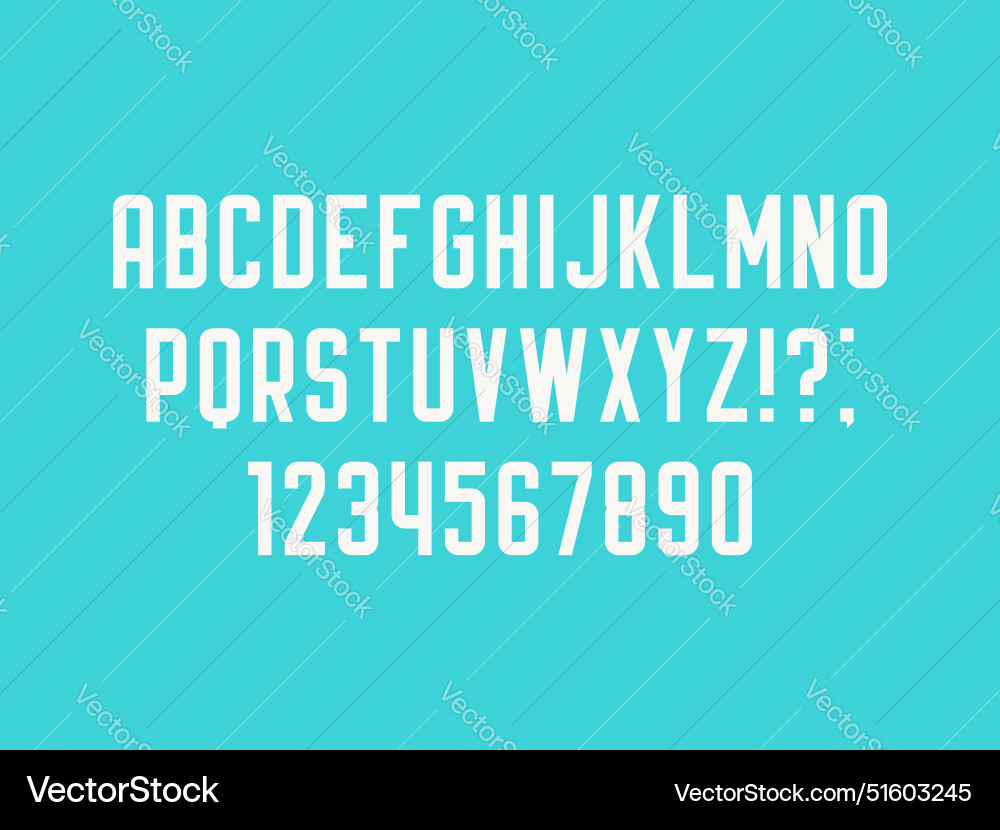 Latin Uppercase Alphabet Letters And Numbers Vector Image