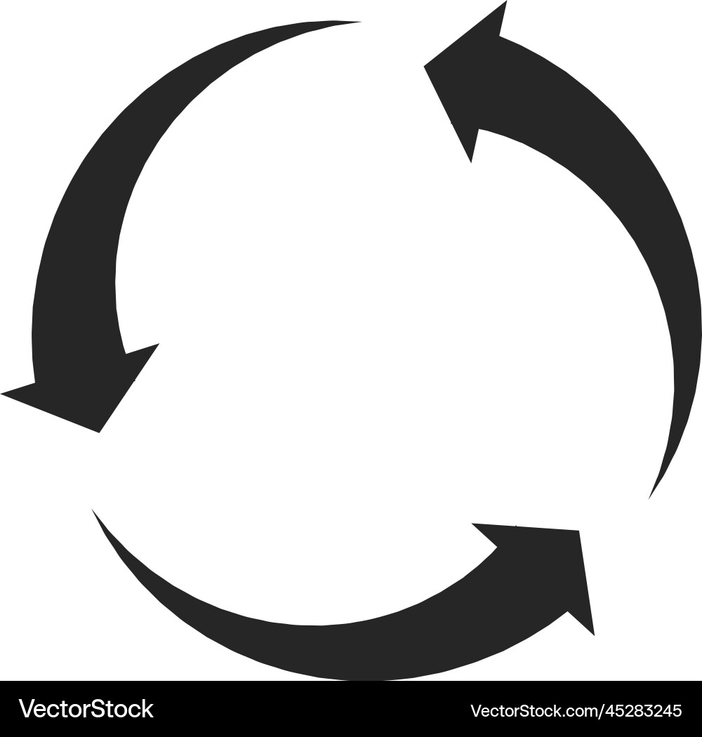 Recycle icon black round arrows rotate sign Vector Image