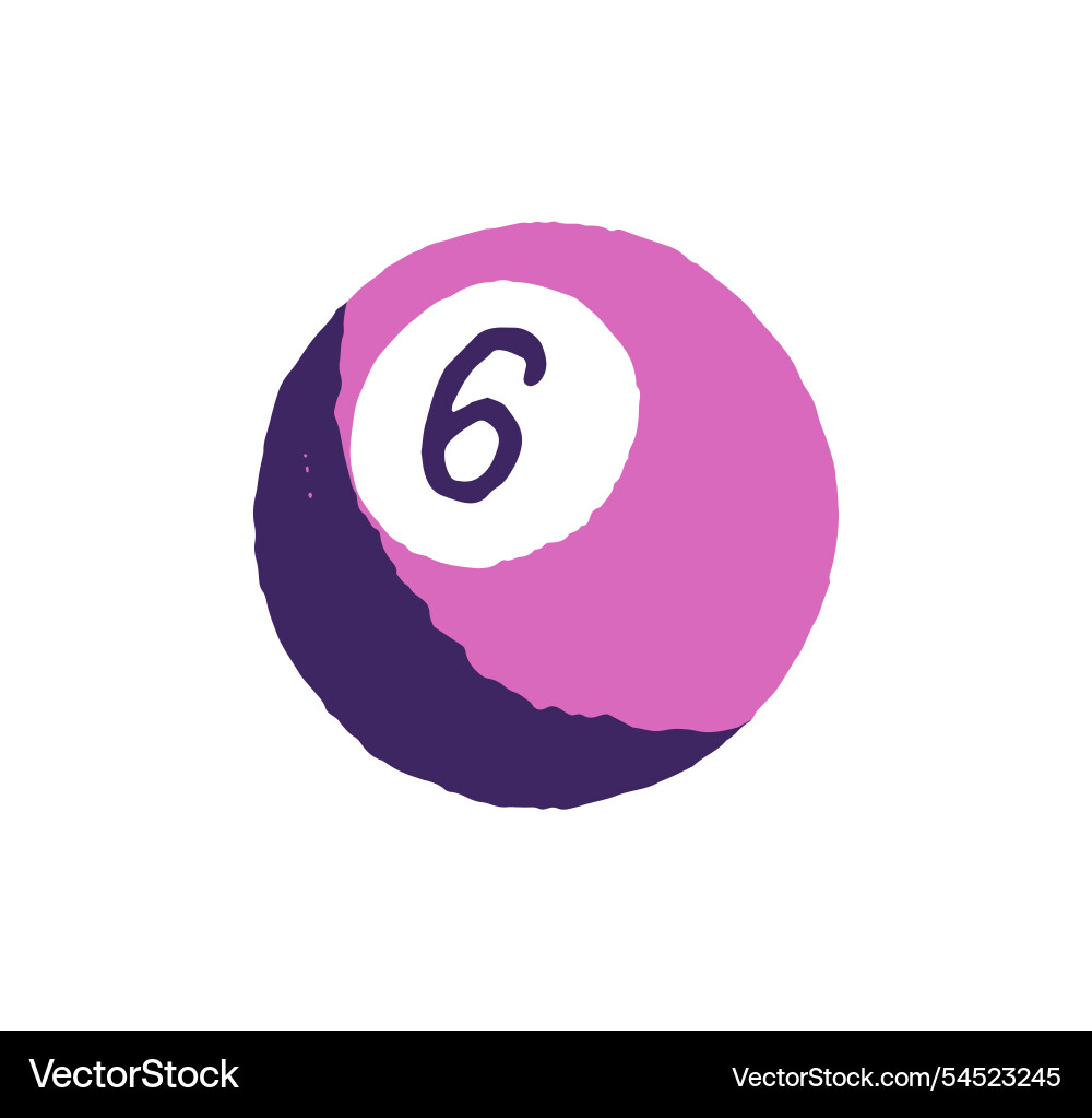 Snooker pool billiards icon ball with number six Vector Image