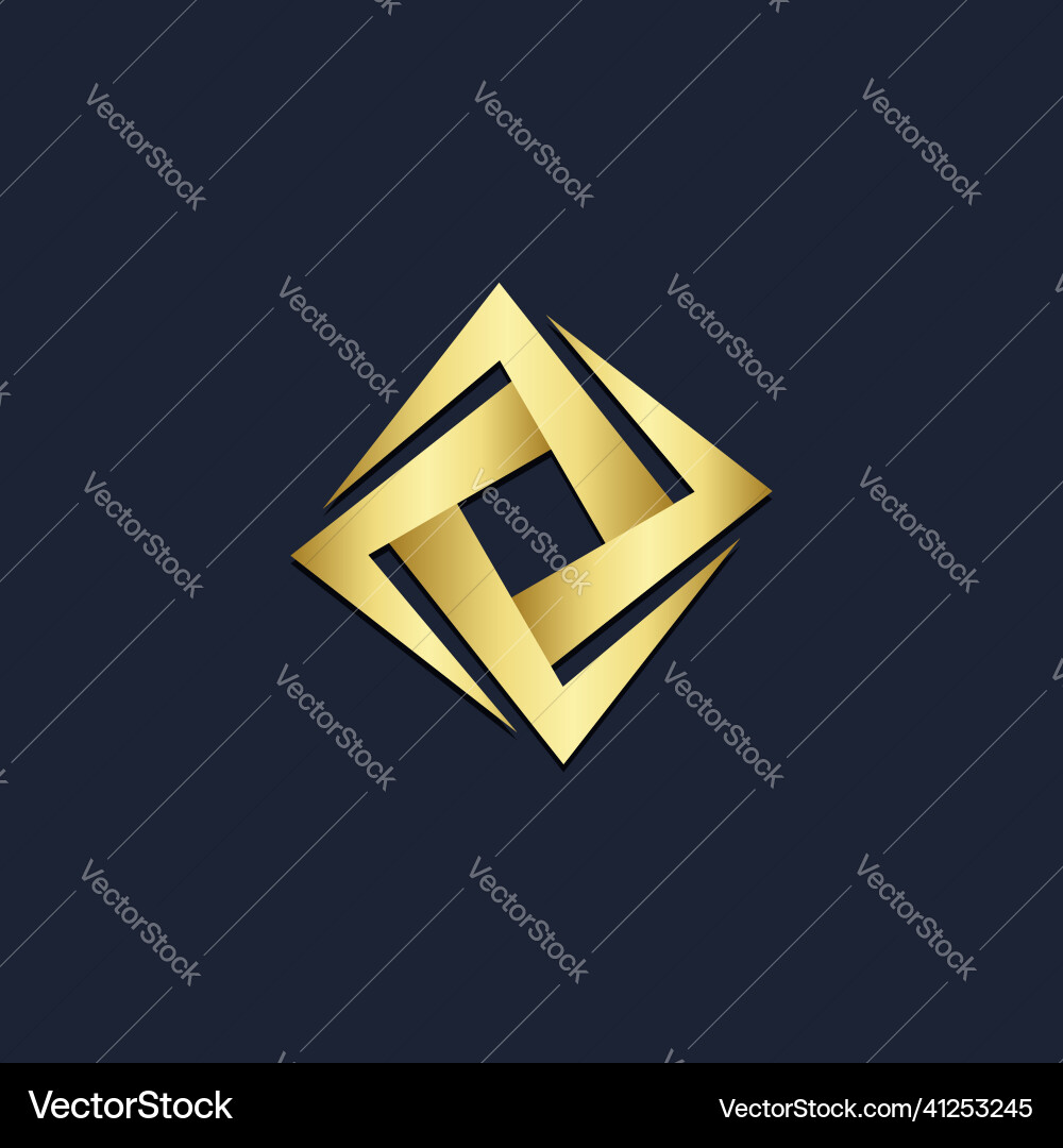 Square shape line connection abstract gold logo Vector Image