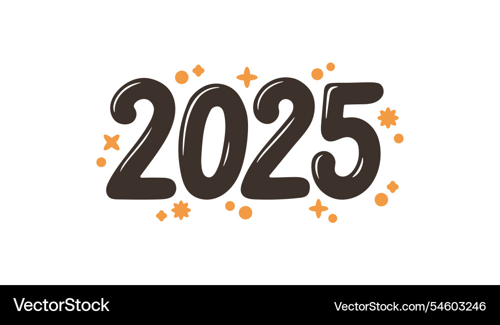 2025 new year lettering minimalist Royalty Free Vector Image
