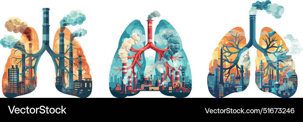 Air pollution cartoon concepts human lungs Vector Image