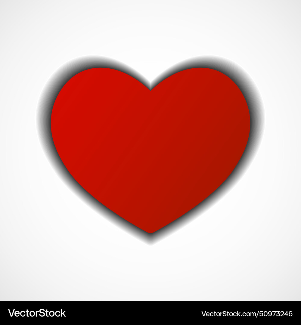 Big red heart isolated with shadow on white Vector Image