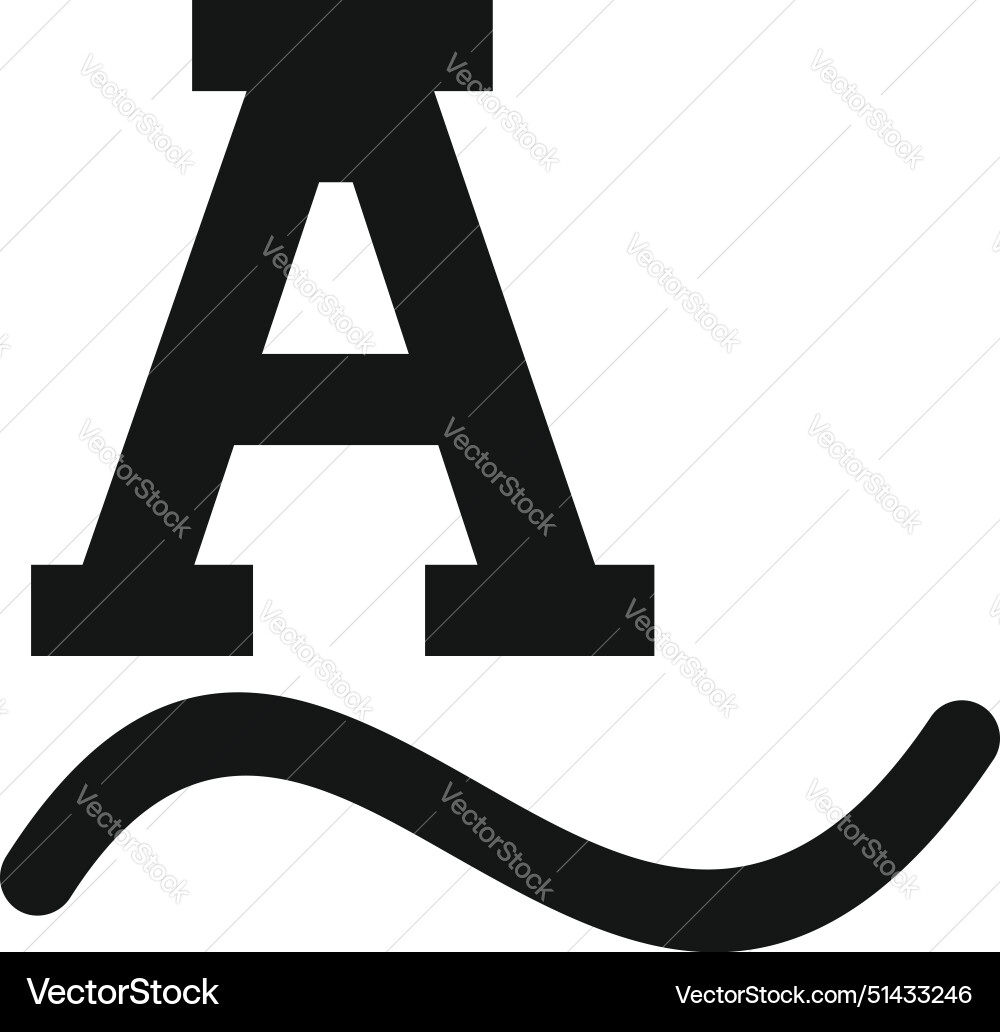 Bold letter a with underline swirl icon Royalty Free Vector