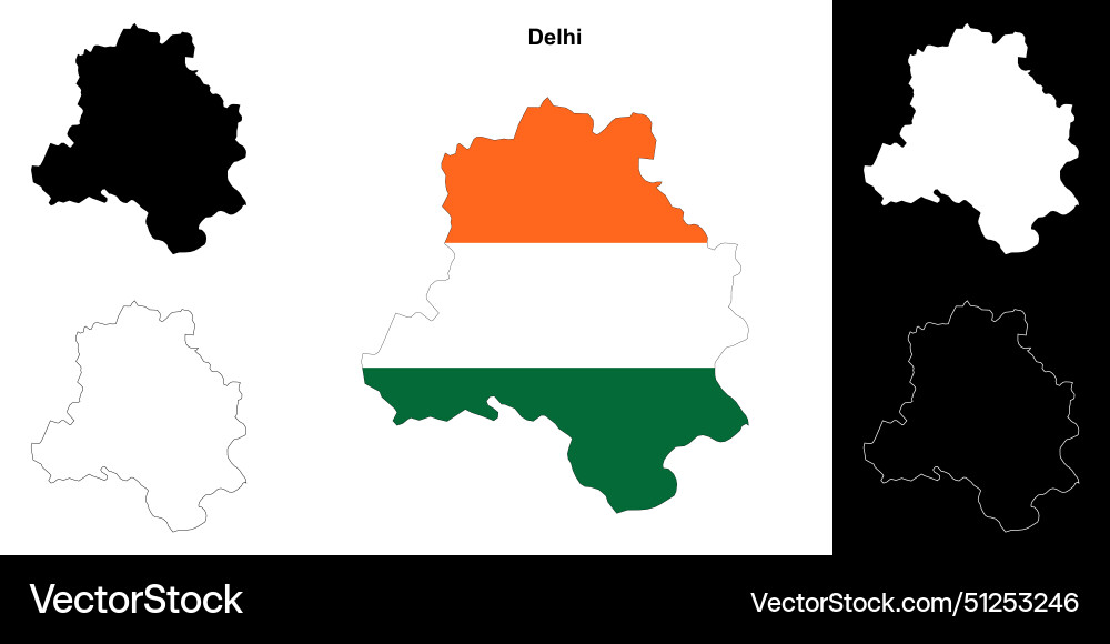 Delhi outline map Royalty Free Vector Image - VectorStock
