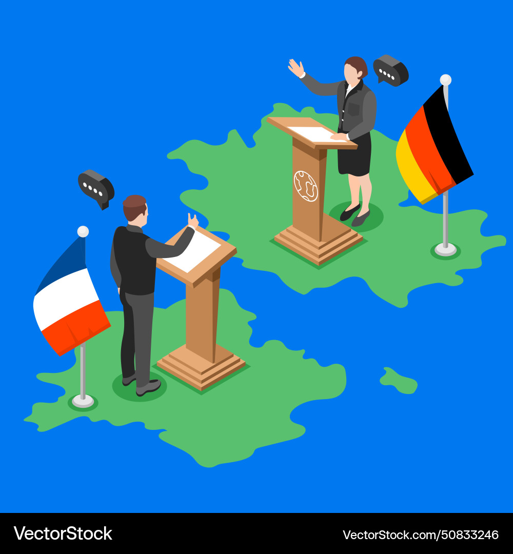 Diplomacy and diplomat isometric colored Vector Image