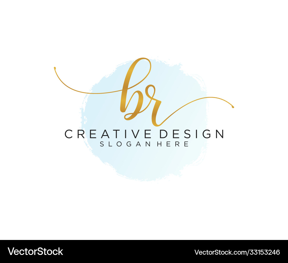 Initial br handwriting logo with watercolor Vector Image