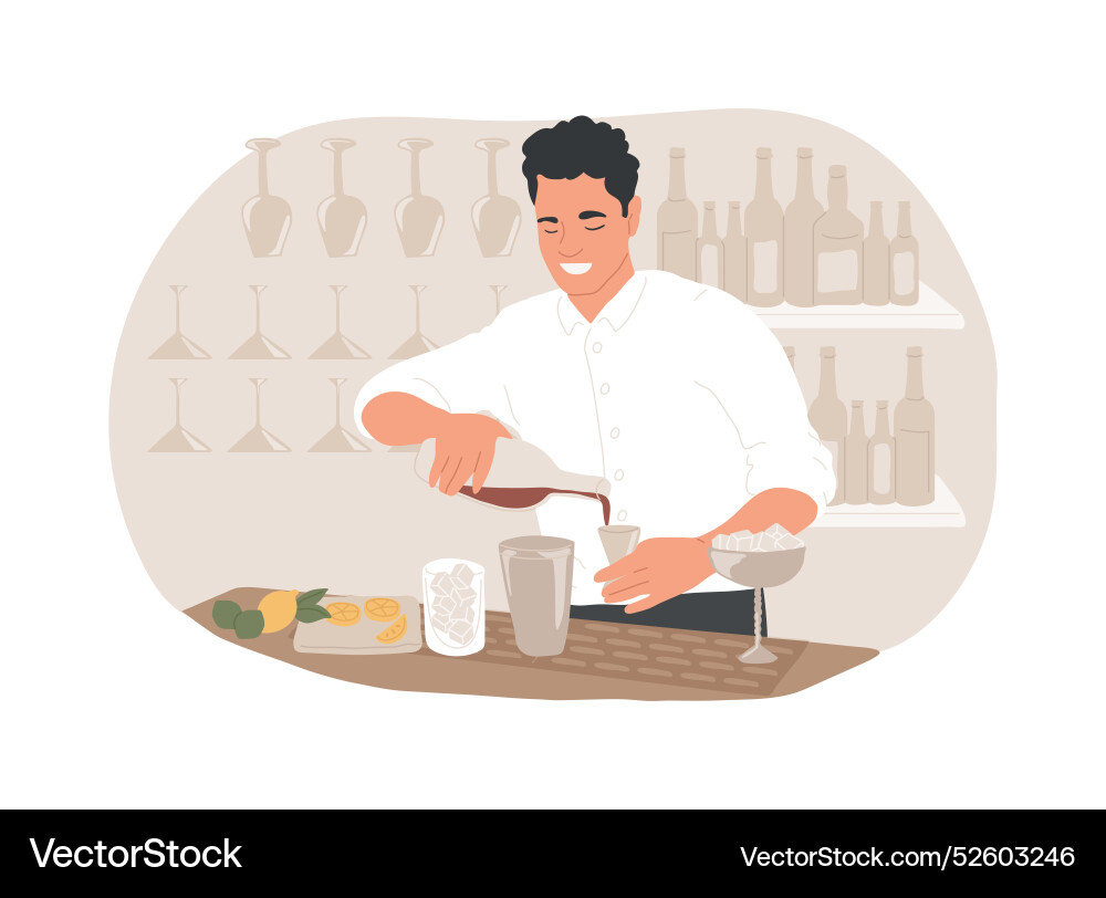 Mixing cocktail ingredients isolated cartoon Vector Image