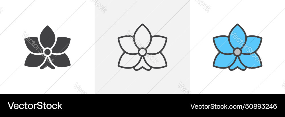 Moth orchid icon set flower plant symbol Vector Image