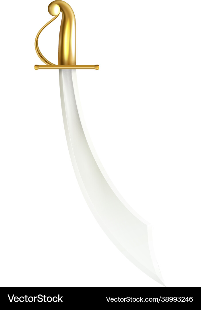 Realistic curved sword composition Royalty Free Vector Image