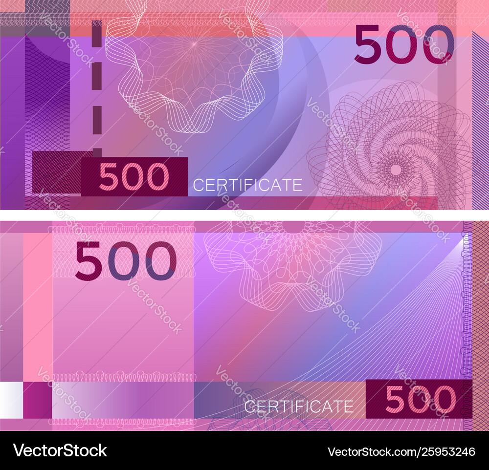 Voucher template banknote 500 with guilloche Vector Image