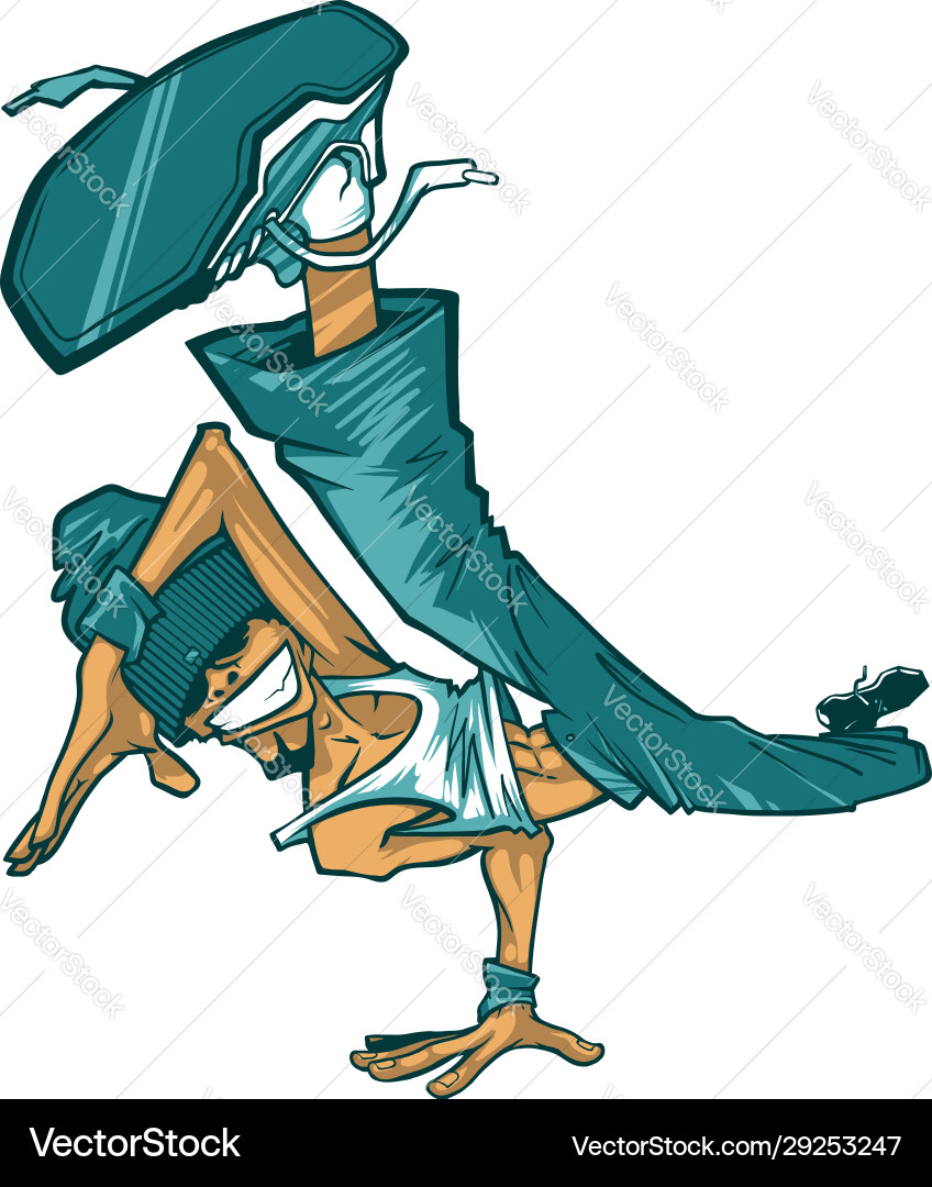 Breakdancer in dynamic pose hip hop break dance Vector Image